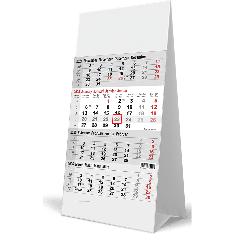 Bureaukalender 4-maand 2025 - dekalender.shop